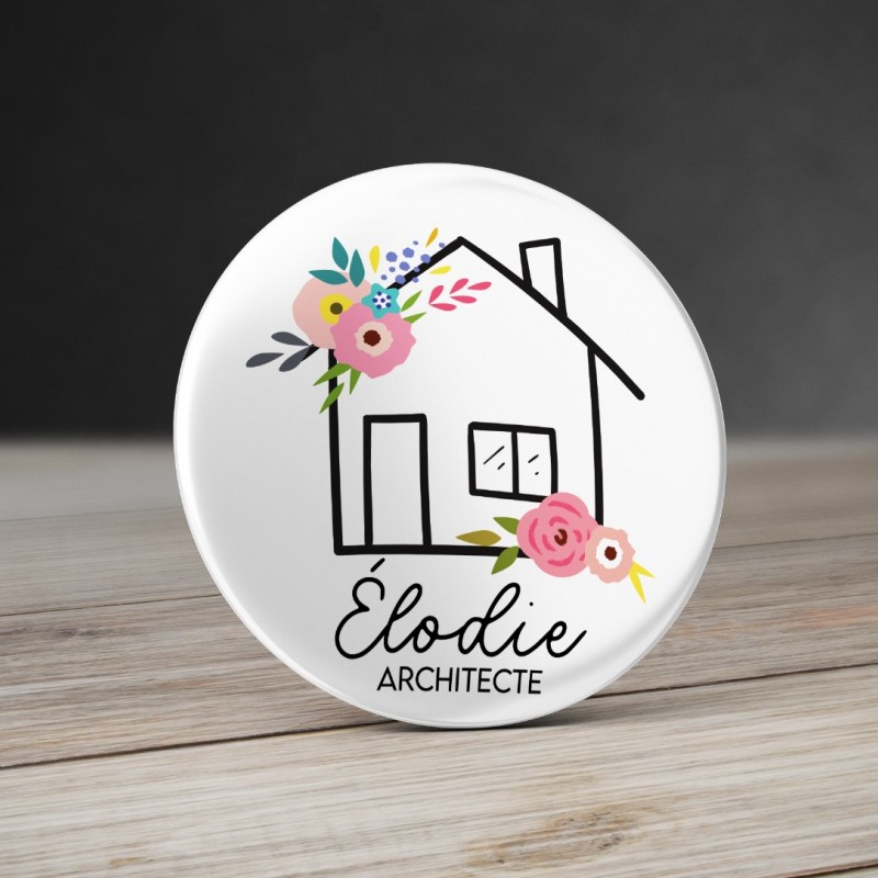 Badge Métier Architecte fleurs - La Boite à Badges